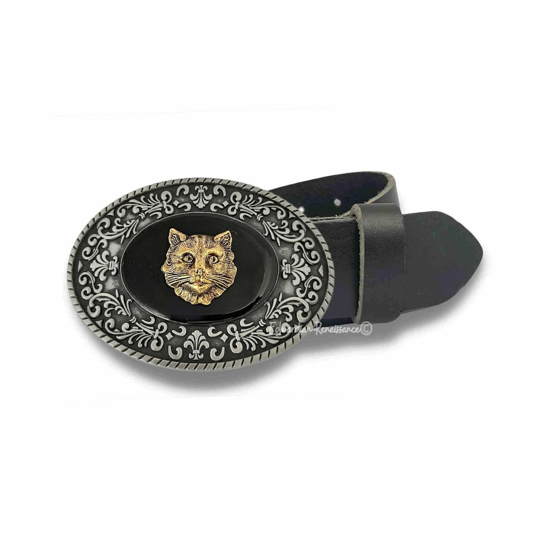 Vintage Style Cat Belt Buckle: Hand Painted Enamel Feline - Etsy