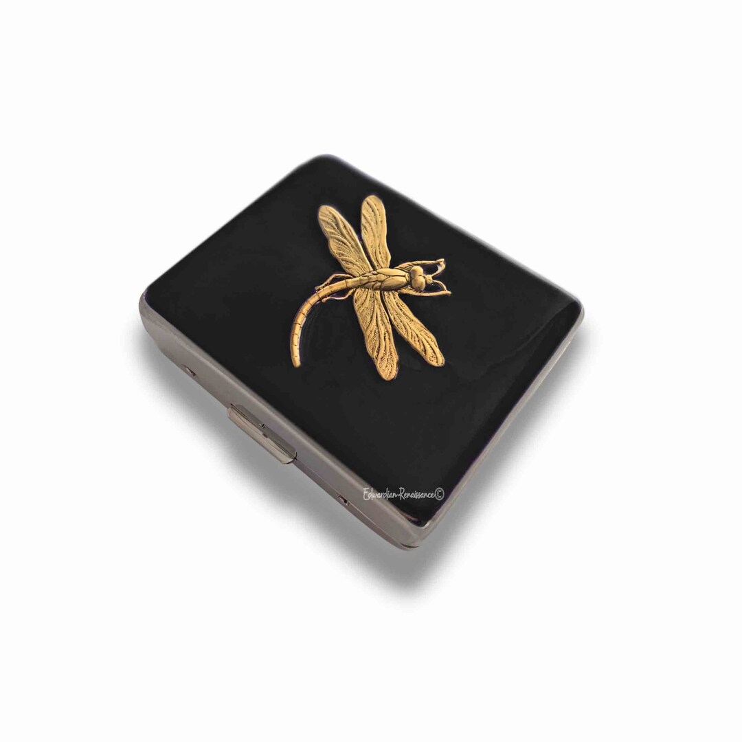 Antique Gold Dragonfly Pill Box Case With 8 Individual Compartments ...
