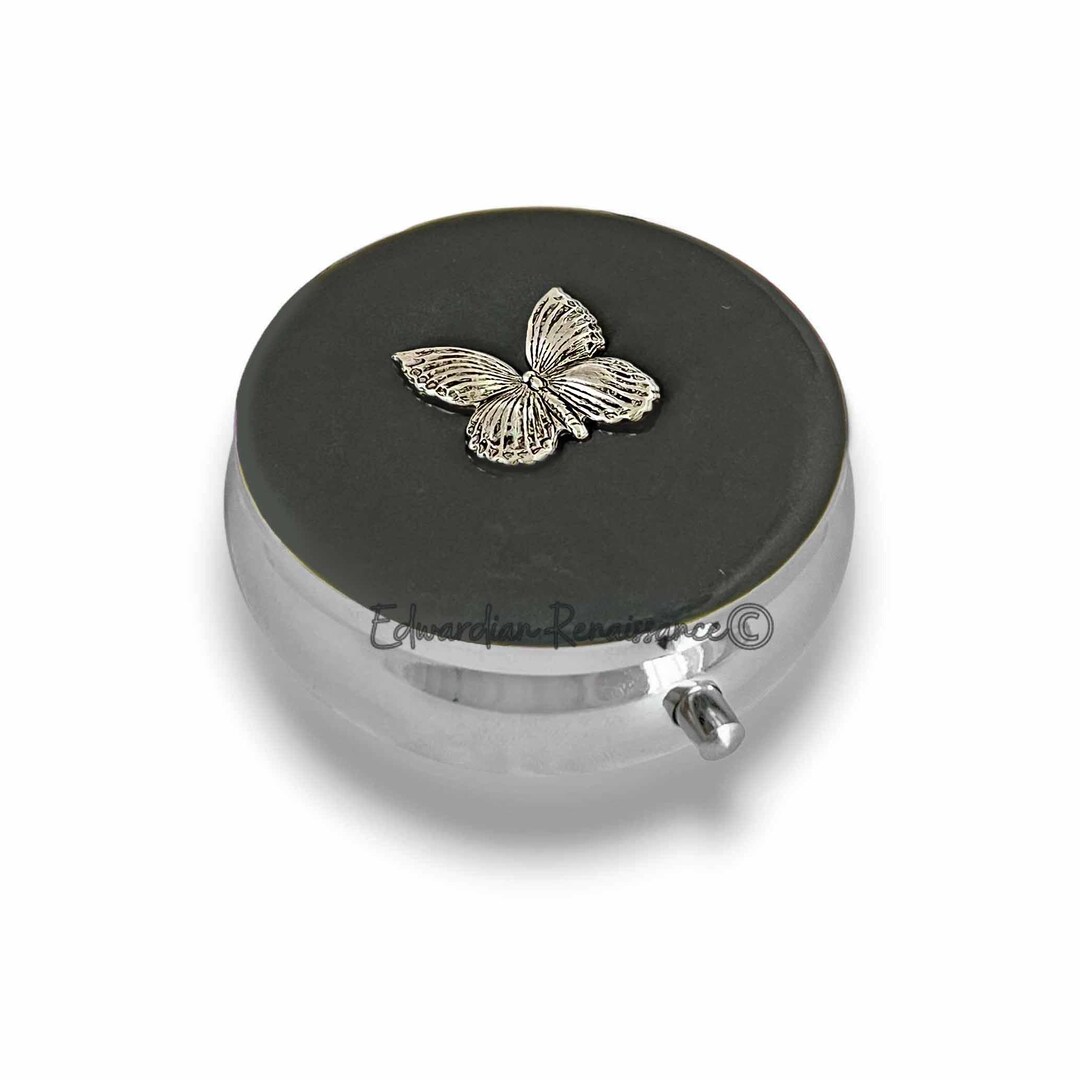 Art Nouveau Butterfly Pill Box: Hand Painted Enamel, Personalized - Etsy