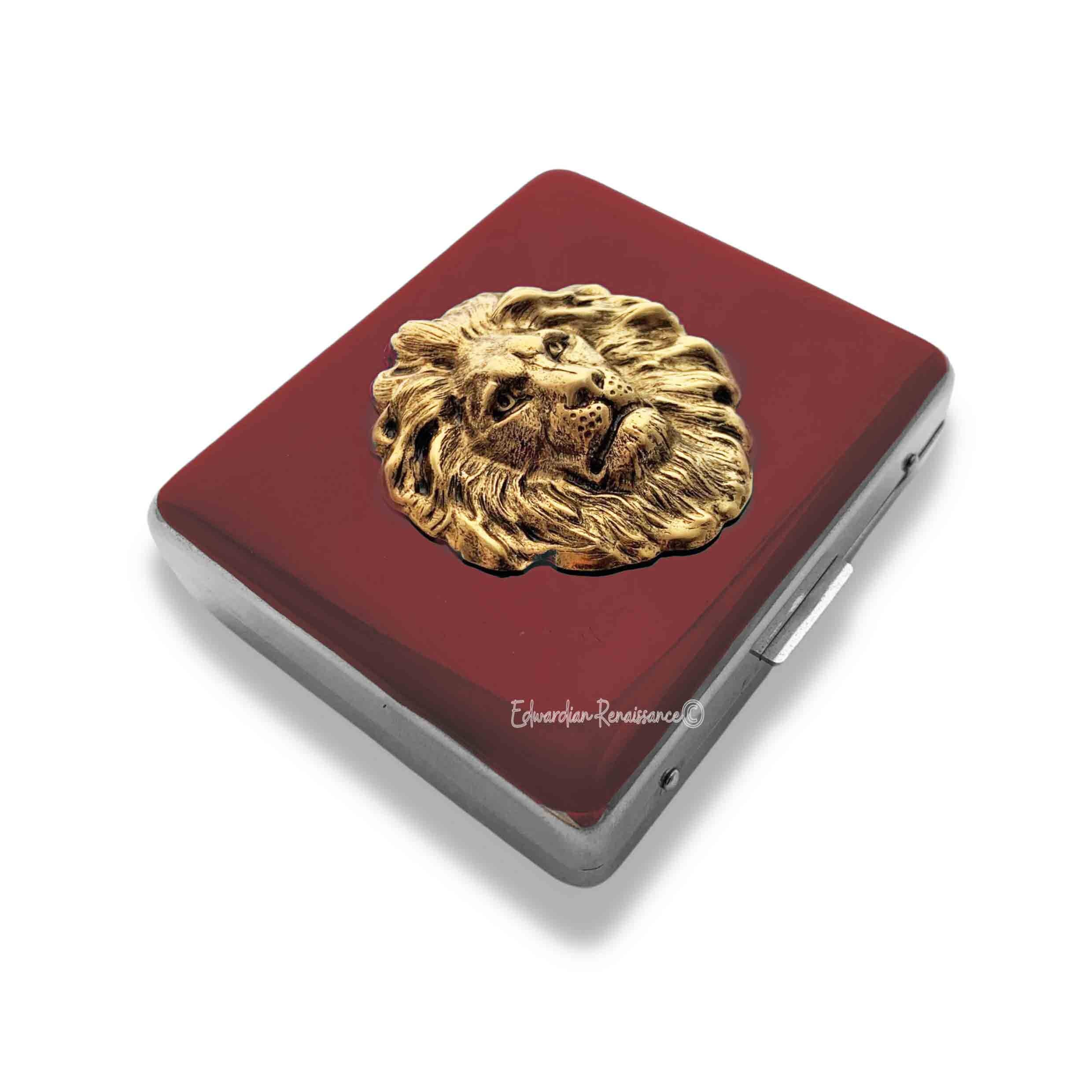 Antique Gold Lion Head Weekly Pill Box Inlaid in Hand Painted | Etsy