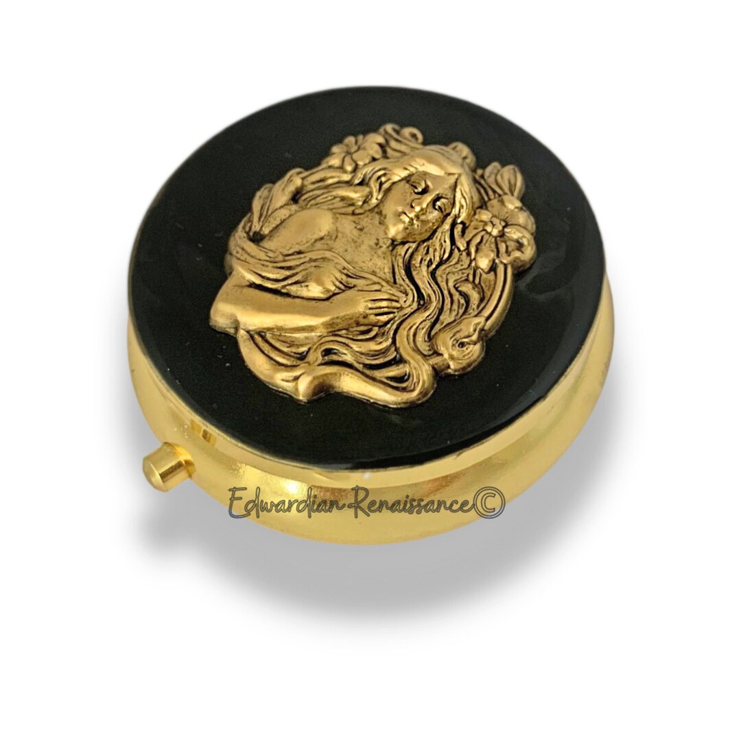 Victorian Lady Pill Box: Hand Painted Art Nouveau Enamel, Personalized ...