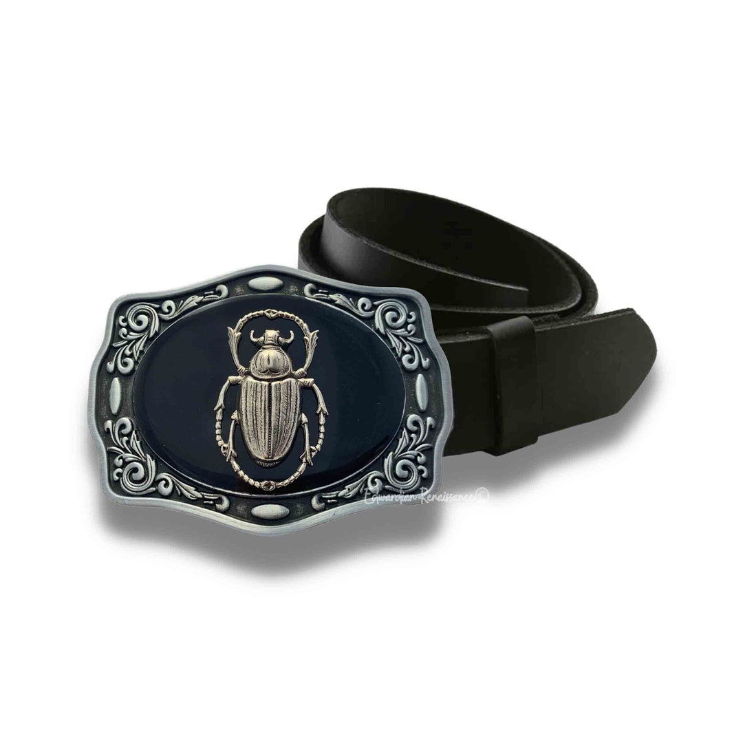 Egyptian Scarab Belt Buckle: Hand-painted Enamel, Gothic Victorian ...