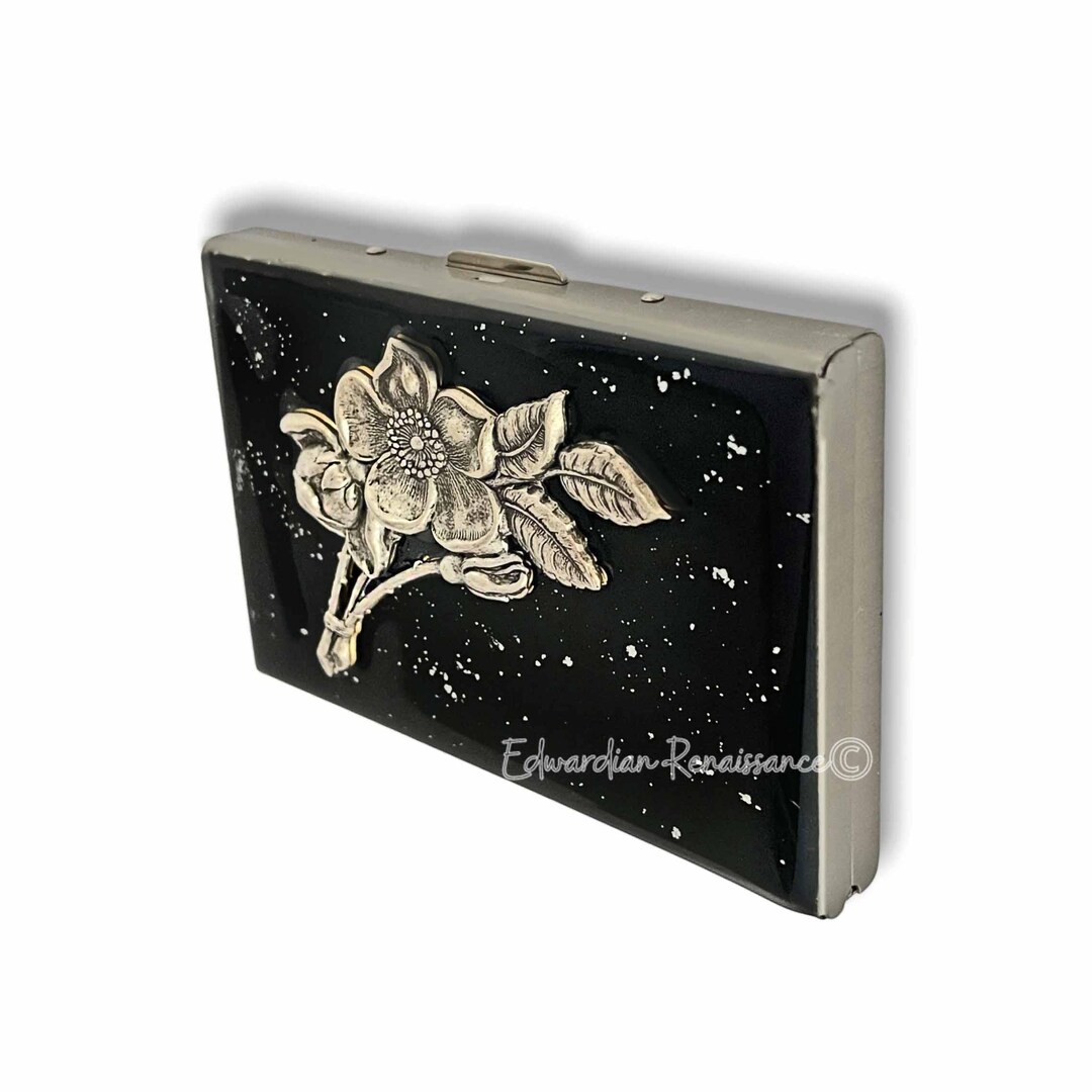 Victorian Flower Credit Card Wallet: Hand Painted Enamel Art Nouveau - Etsy