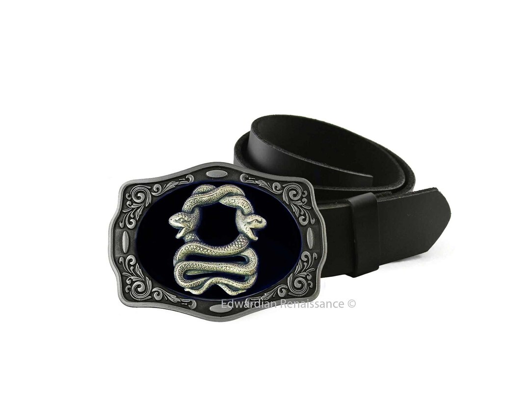 Hand Painted Snake Belt Buckle: Gothic Victorian Serpent Design - Etsy