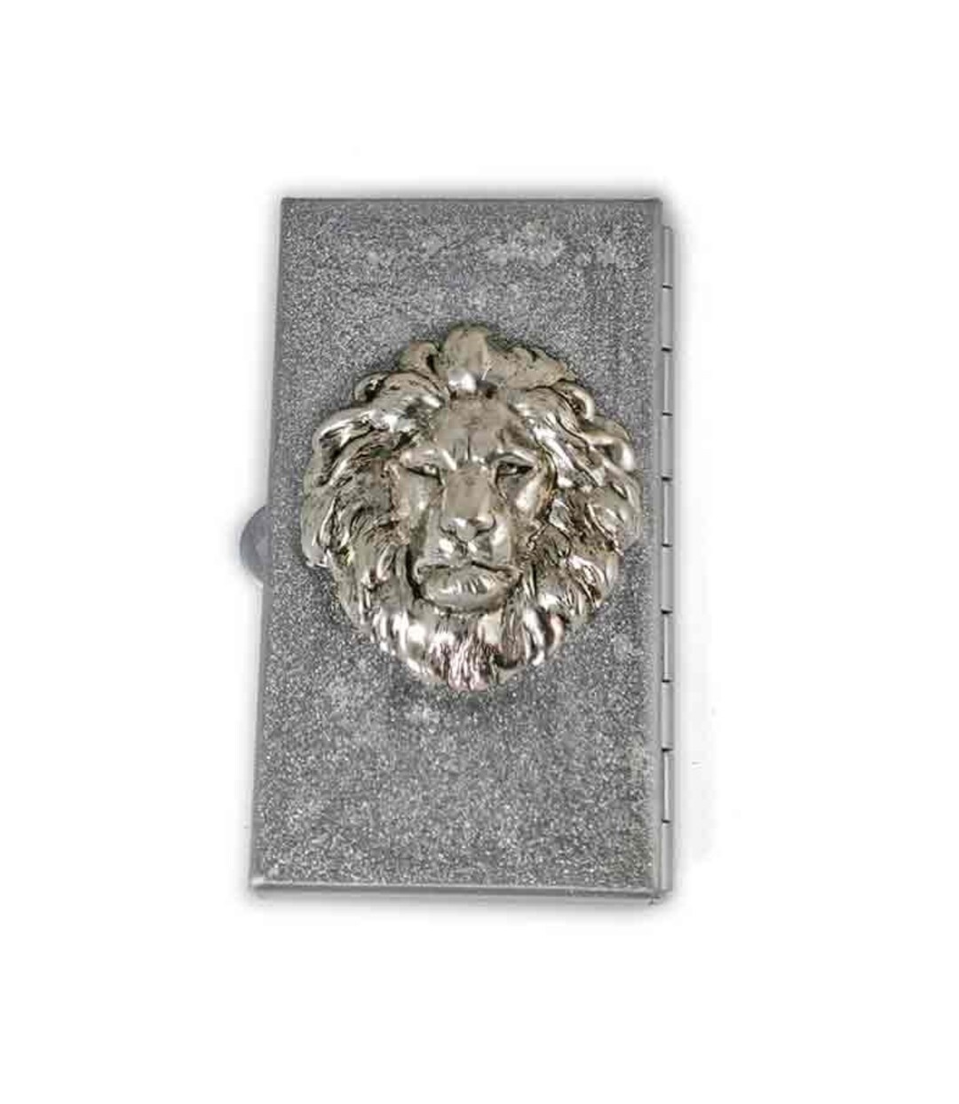 Majestic Lion Metal Pill Box Inlaid in Hand Painted Metallic Silver ...