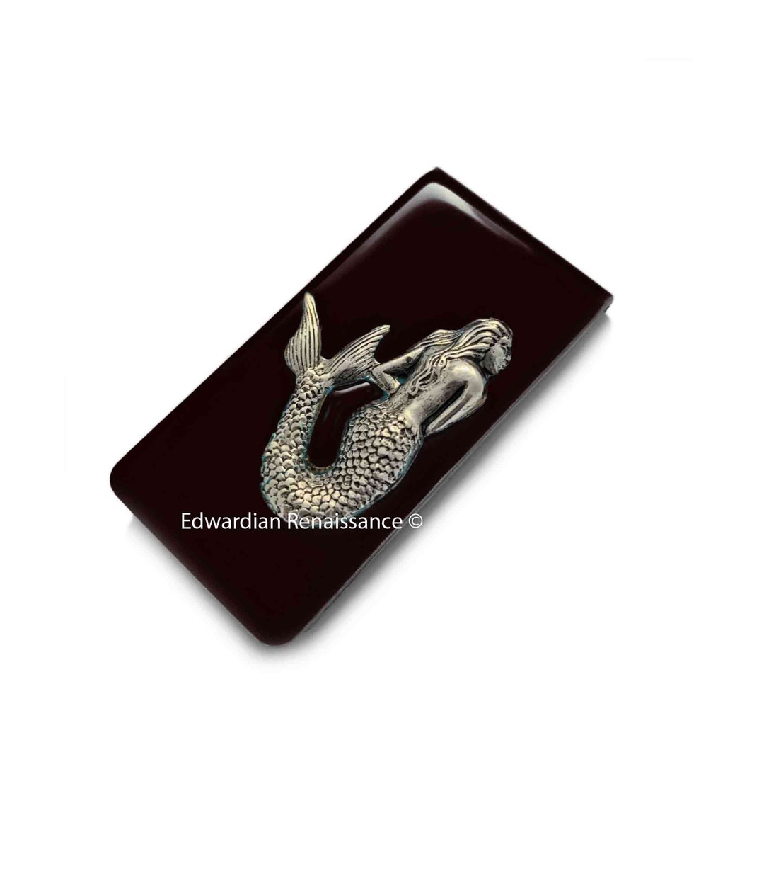 Antique Silver Mermaid Money Clip: Hand Painted Enamel, Personalized ...