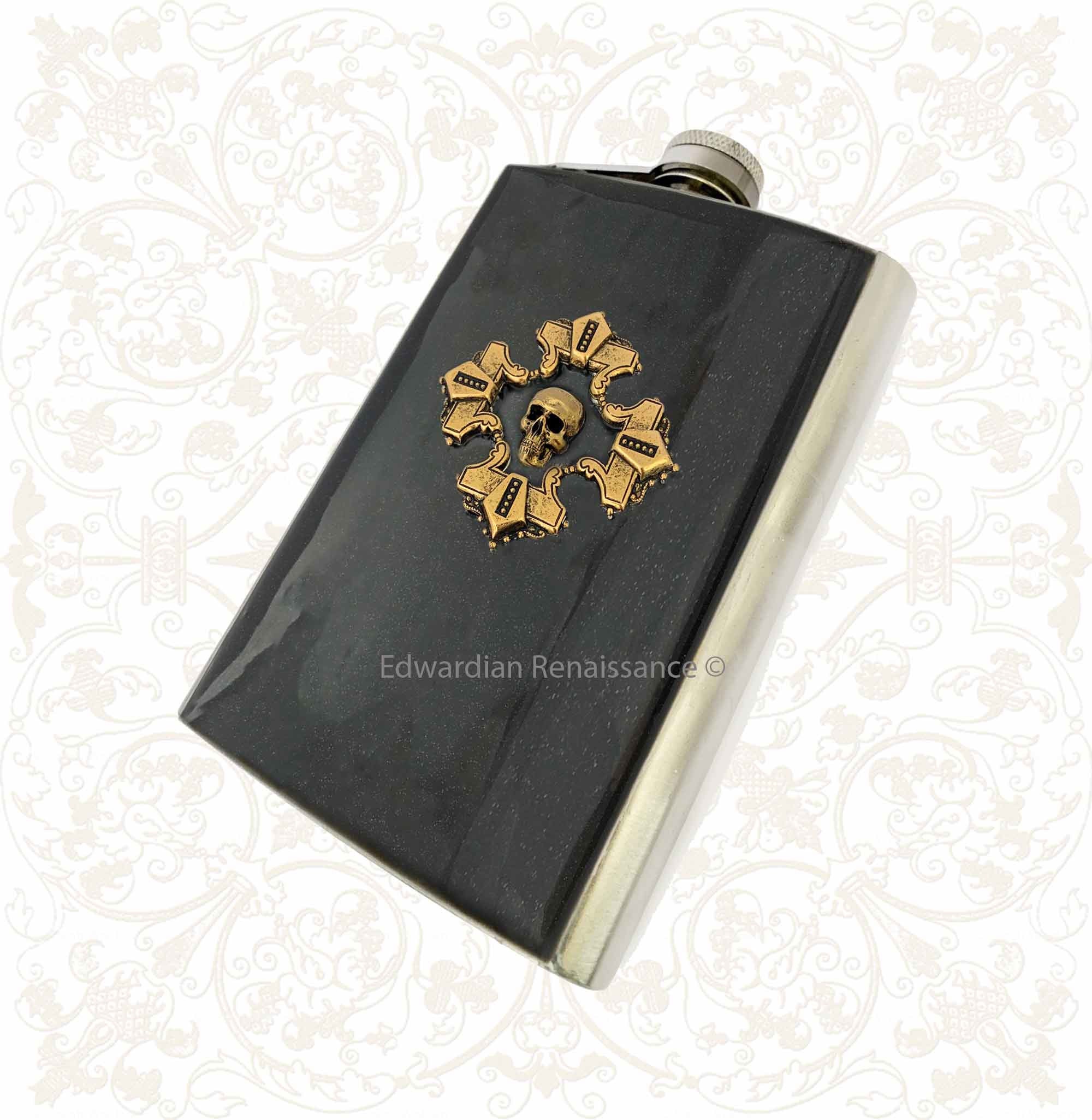 Baroque Skull Cross Hip Flask: Hand Painted Red Enamel, Gothic Gift - Etsy
