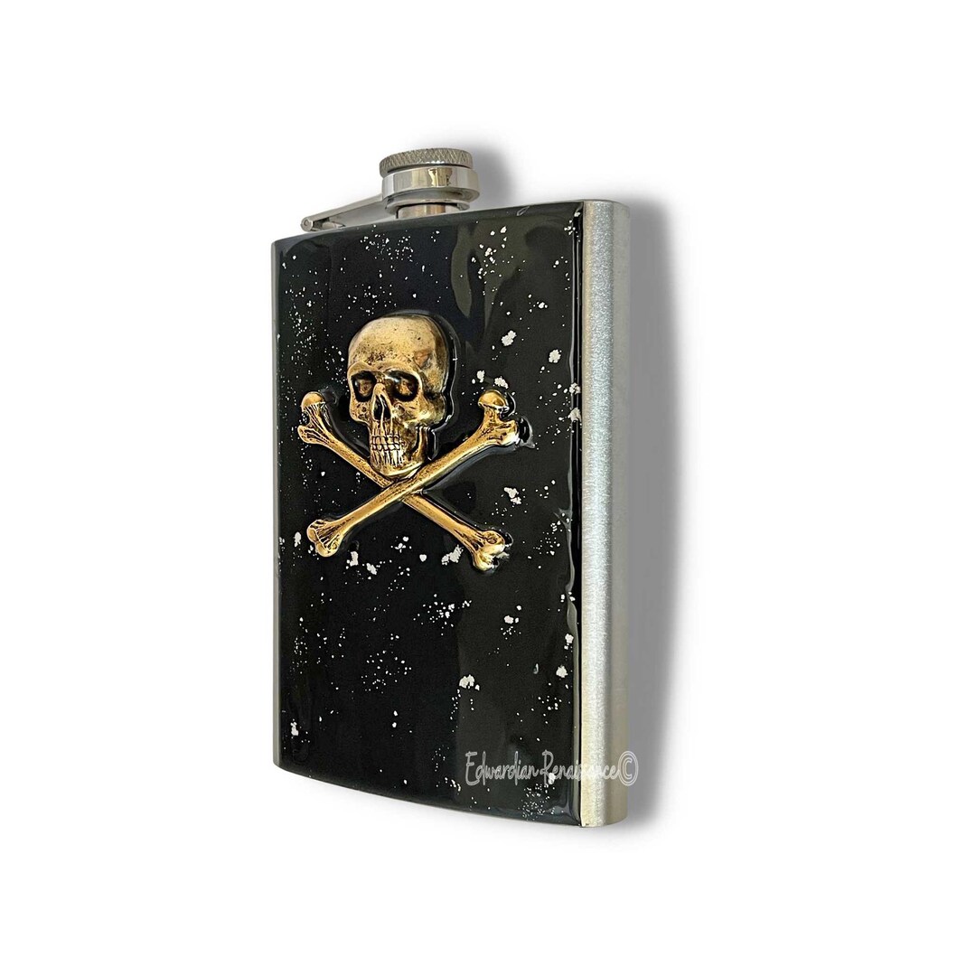 Skull & Crossbones Flask: Hand-painted Gothic Stainless Steel ...