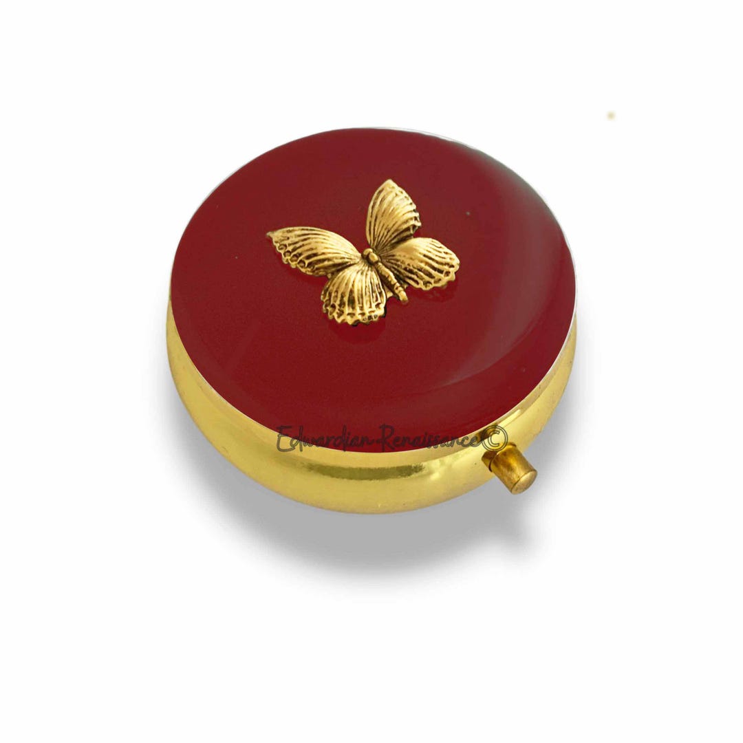 Antique Gold Butterfly Pill Box, Art Nouveau Design, Vintage Inspired ...