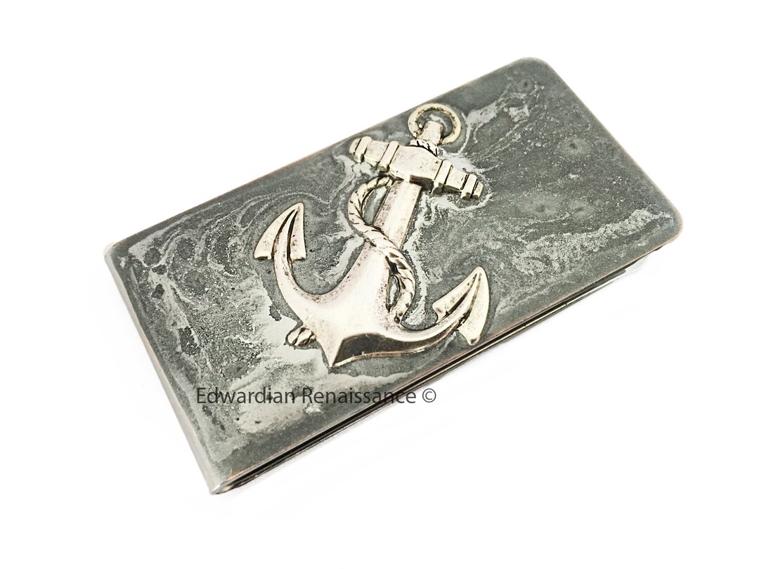 Anchor Money Clip: Hand-painted Enamel, Nautical Gift, Personalized ...