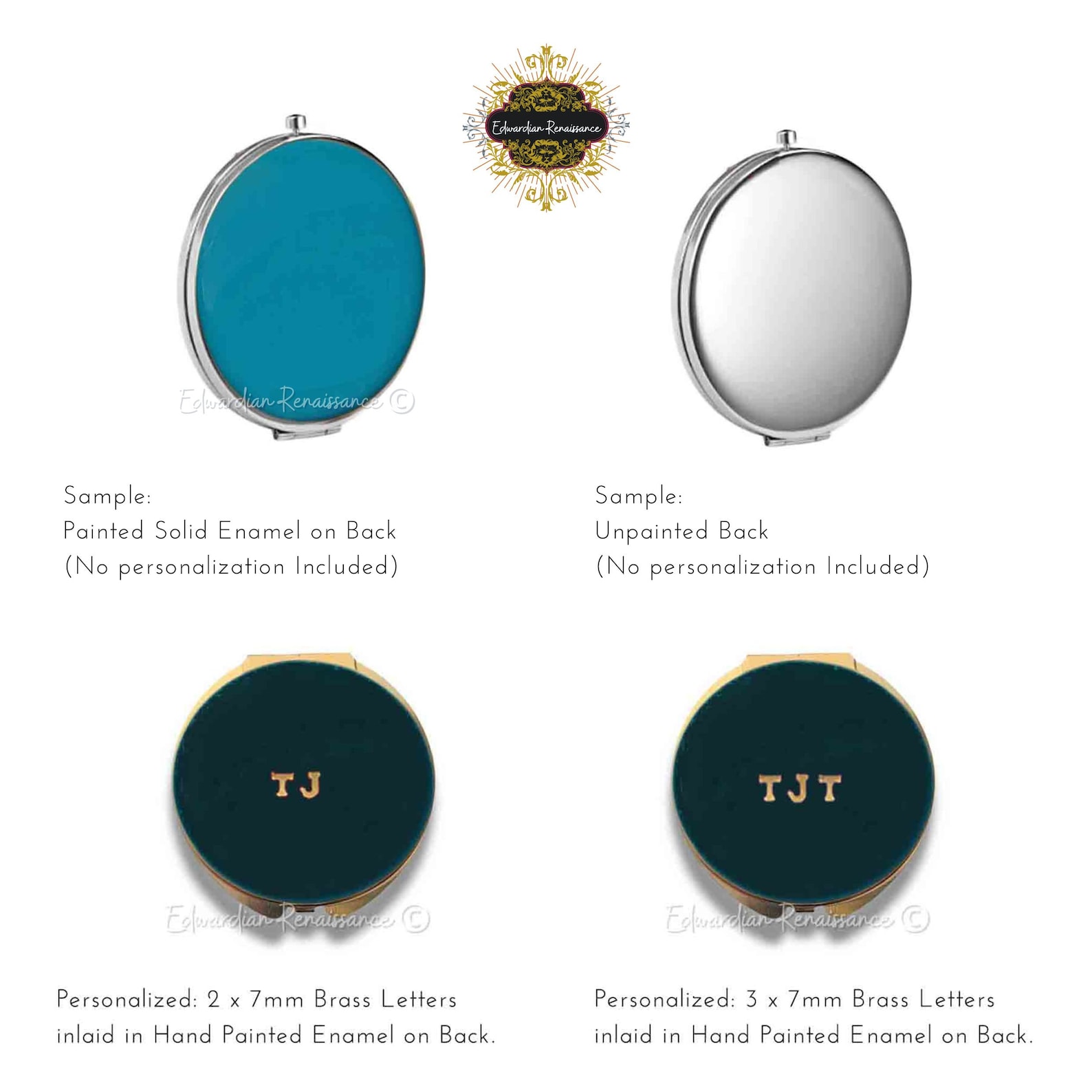 Celestial Moon & Stars Compact Mirror: Hand Painted Enamel ...