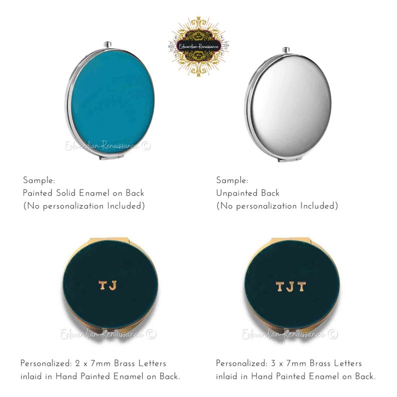 Celestial Moon & Stars Compact Mirror: Hand Painted Enamel ...