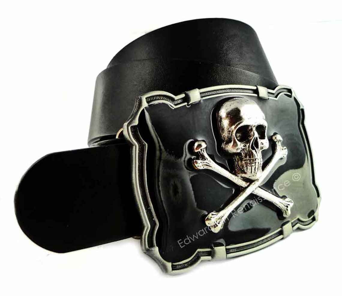 Antique Silver Skull and Cross Bones Belt Buckle Vintage Style | Etsy