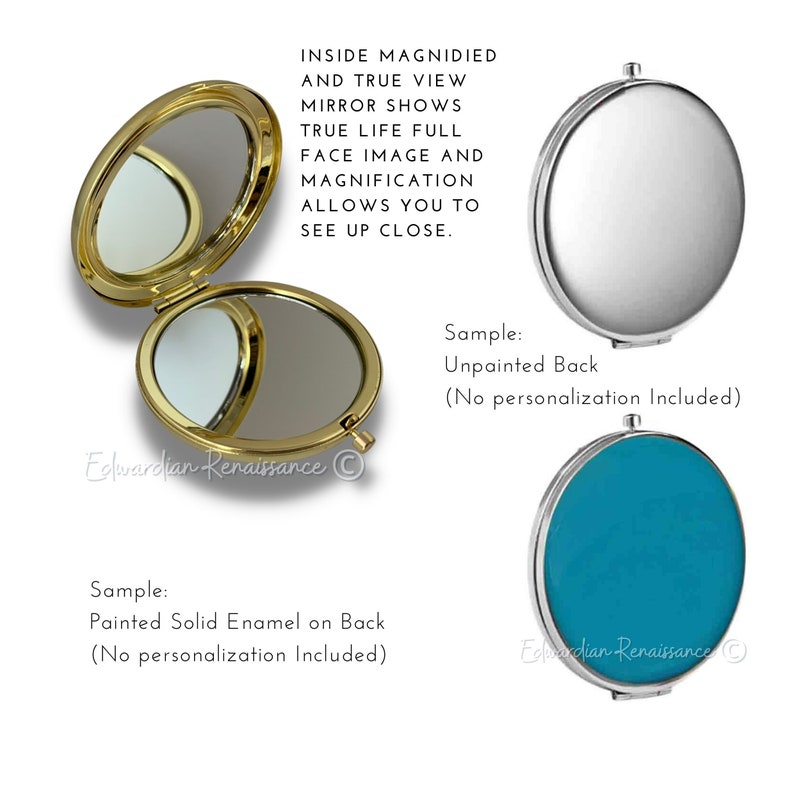 Celestial Moon and Stars Compact Mirror: Hand Painted Gold Enamel ...