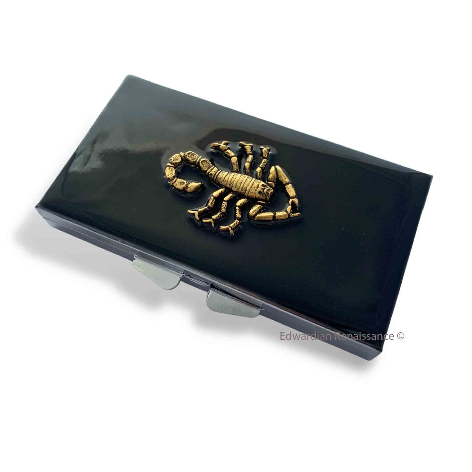 Scorpion Pill Box: Hand Painted Enamel, Art Deco Zodiac, Personalized ...