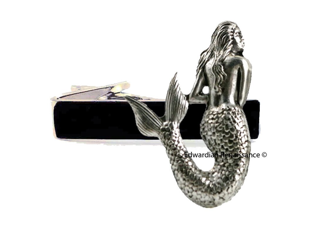 Mermaid Tie Clip: Hand Painted Enamel, Vintage Sea Siren Accent - Etsy