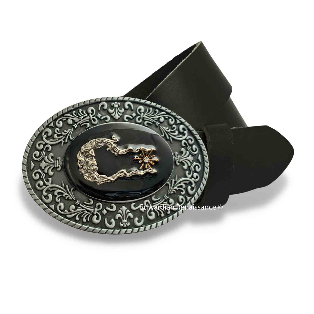 Hand Painted Moon Man Belt Buckle: Art Nouveau Celestial Design - Etsy