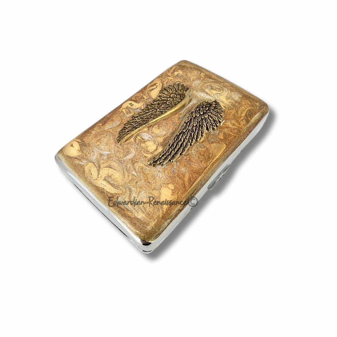 Gold Angel Wings Cigarette Case, Gold Swirl Renaissance Design - Etsy