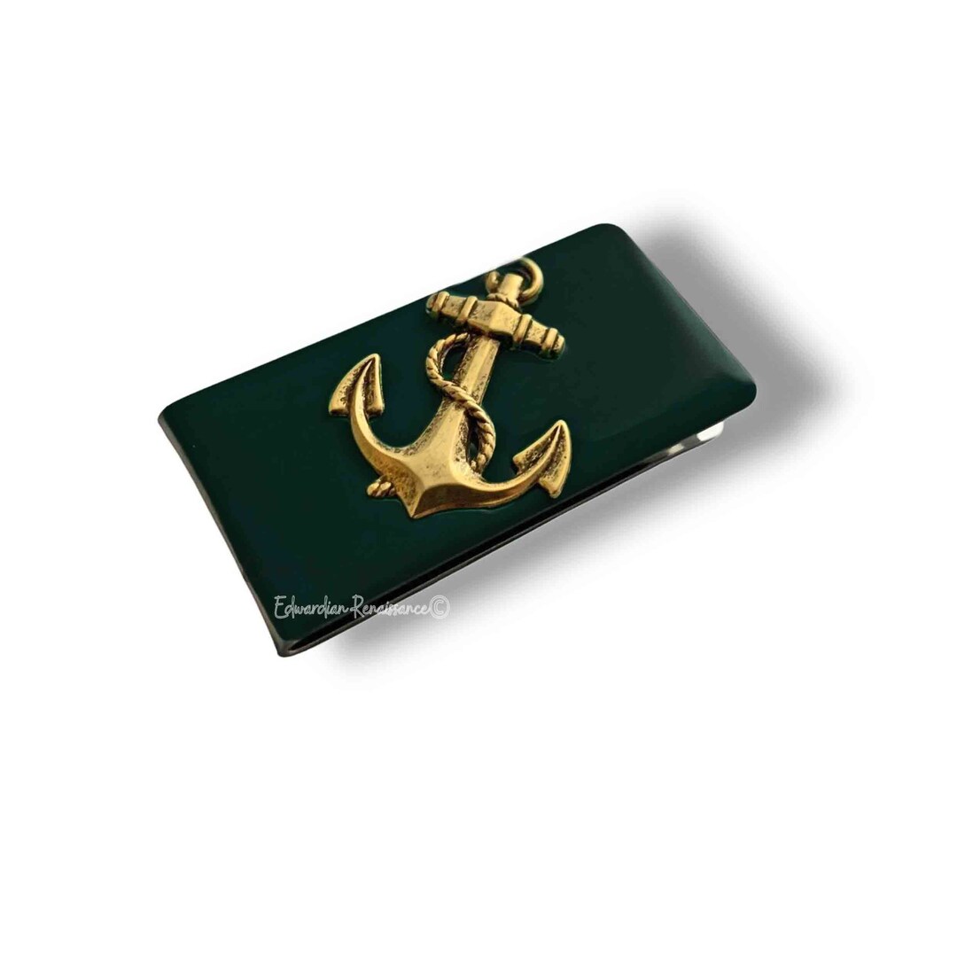 Anchor Money Clip: Hand-painted Enamel, Nautical Gift, Personalized ...