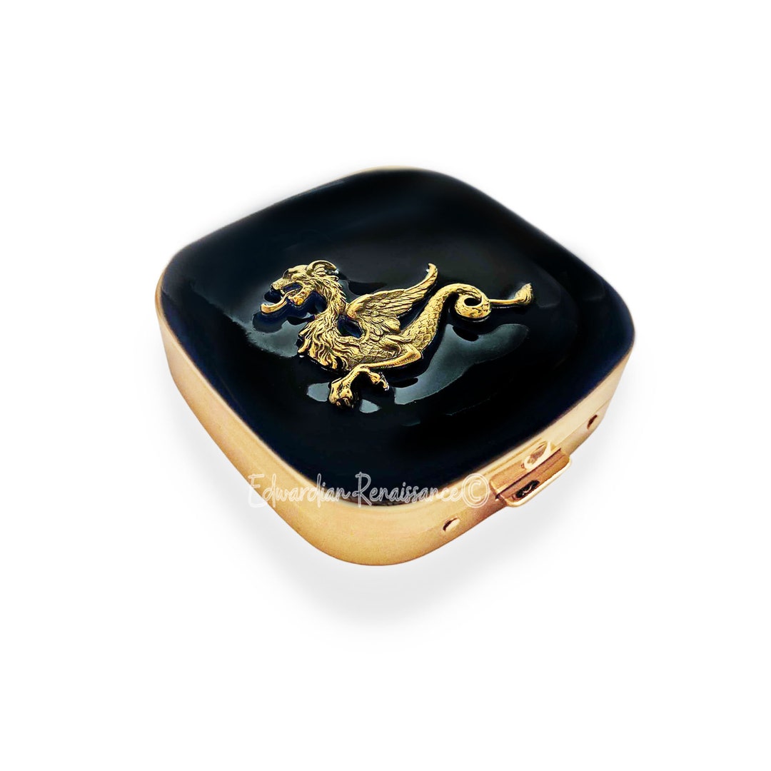 Antique Gold Dragon Pill Box: Medieval Enamel Design - Etsy