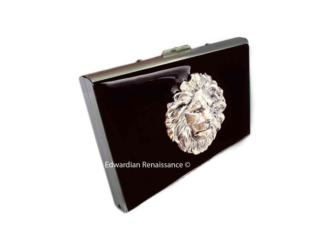 Antique Silver Lion Head Credit Card Wallet: RFID Blocking, Hand ...