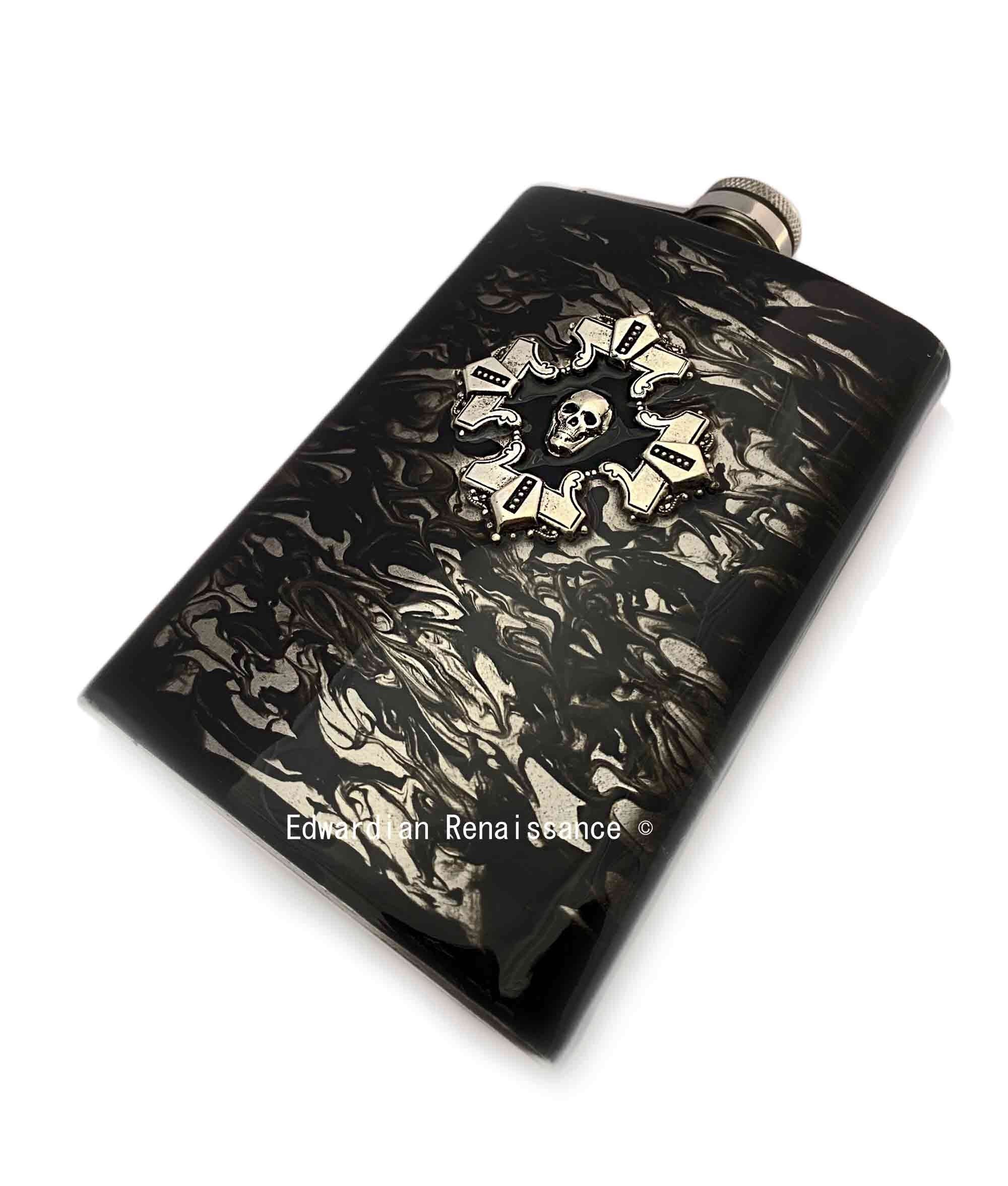 Baroque Skull Cross Hip Flask: Hand Painted Red Enamel, Gothic Gift - Etsy