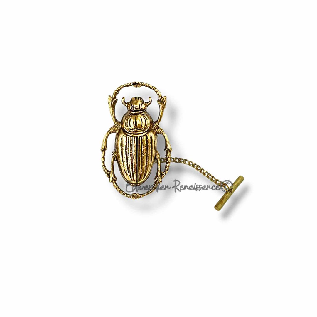 Antique Gold Scarab Tie Pin: Egyptian Beetle Tack, Gothic Victorian ...
