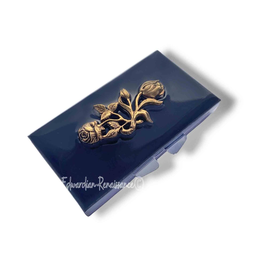 Art Nouveau Rose Pill Box: Antique Gold Floral, Personalized Options - Etsy