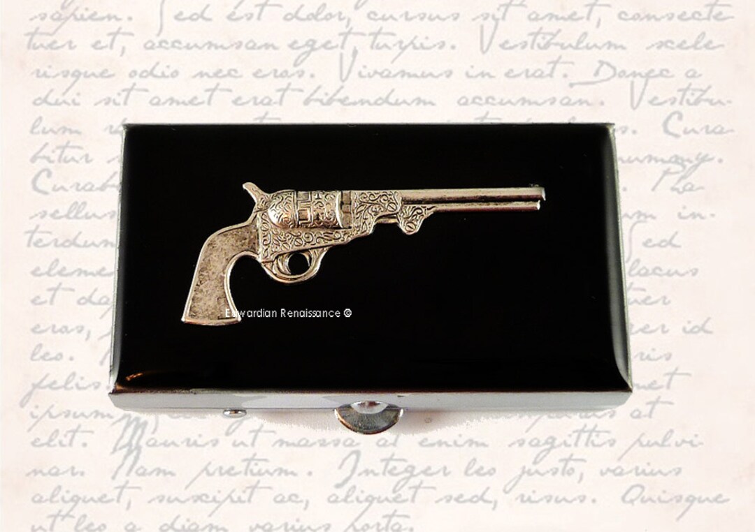 Vintage Style Pistol Pill Box Inlaid in Hand Painted Glossy - Etsy