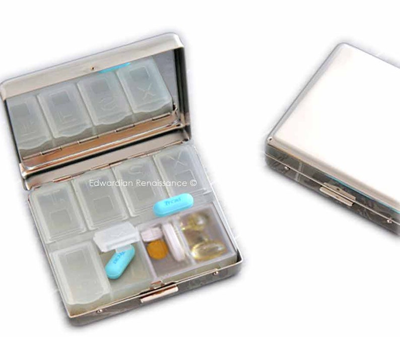 Floral Weekly Pill Case: Hand Painted Art Nouveau Enamel, Personalized ...