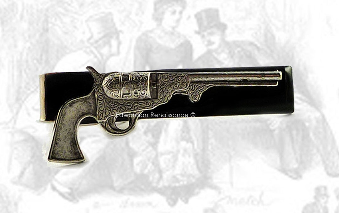 Pistol Tie Clip: Neo Victorian Revolver, Hand Painted Enamel - Etsy