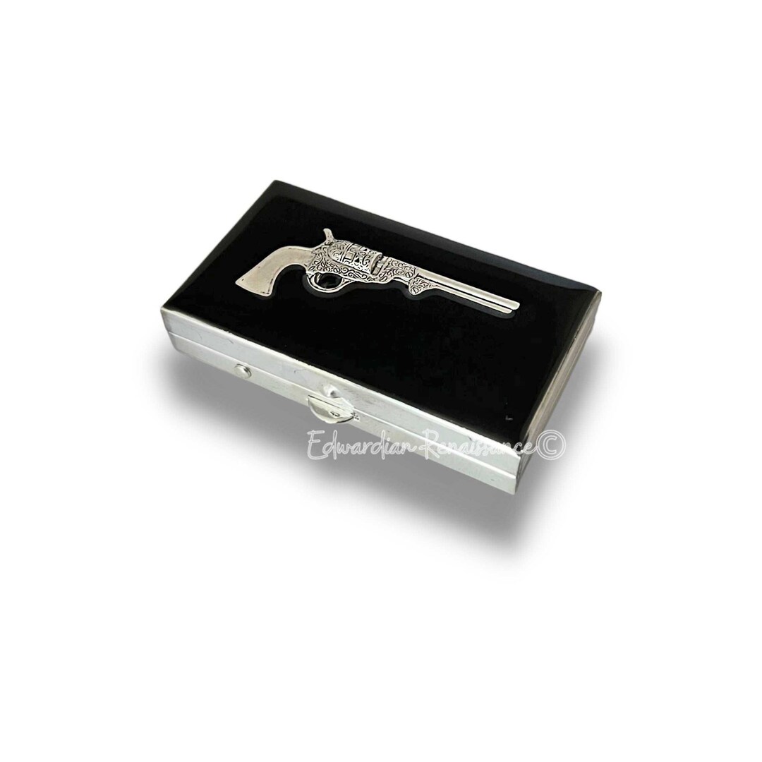 Vintage Style Pistol Pill Box: Hand Painted Enamel, Personalized Option ...