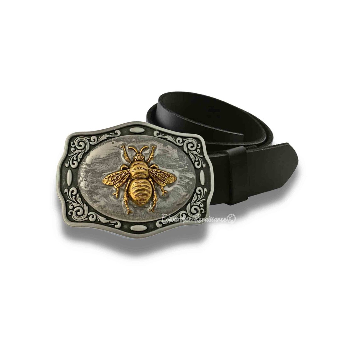 Hand-painted Bee Belt Buckle: Metallic Silver Enamel, Gothic Victorian ...