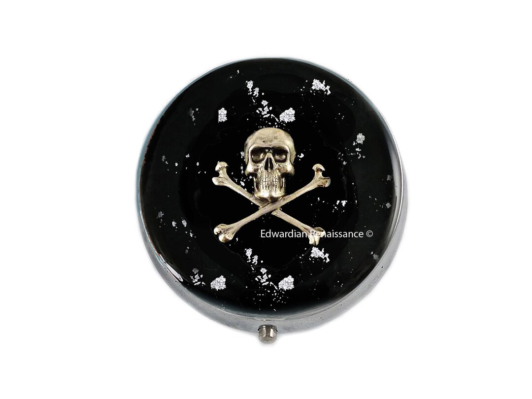 Gothic Skull Pill Box: Hand Painted Enamel, Personalized Option - Etsy