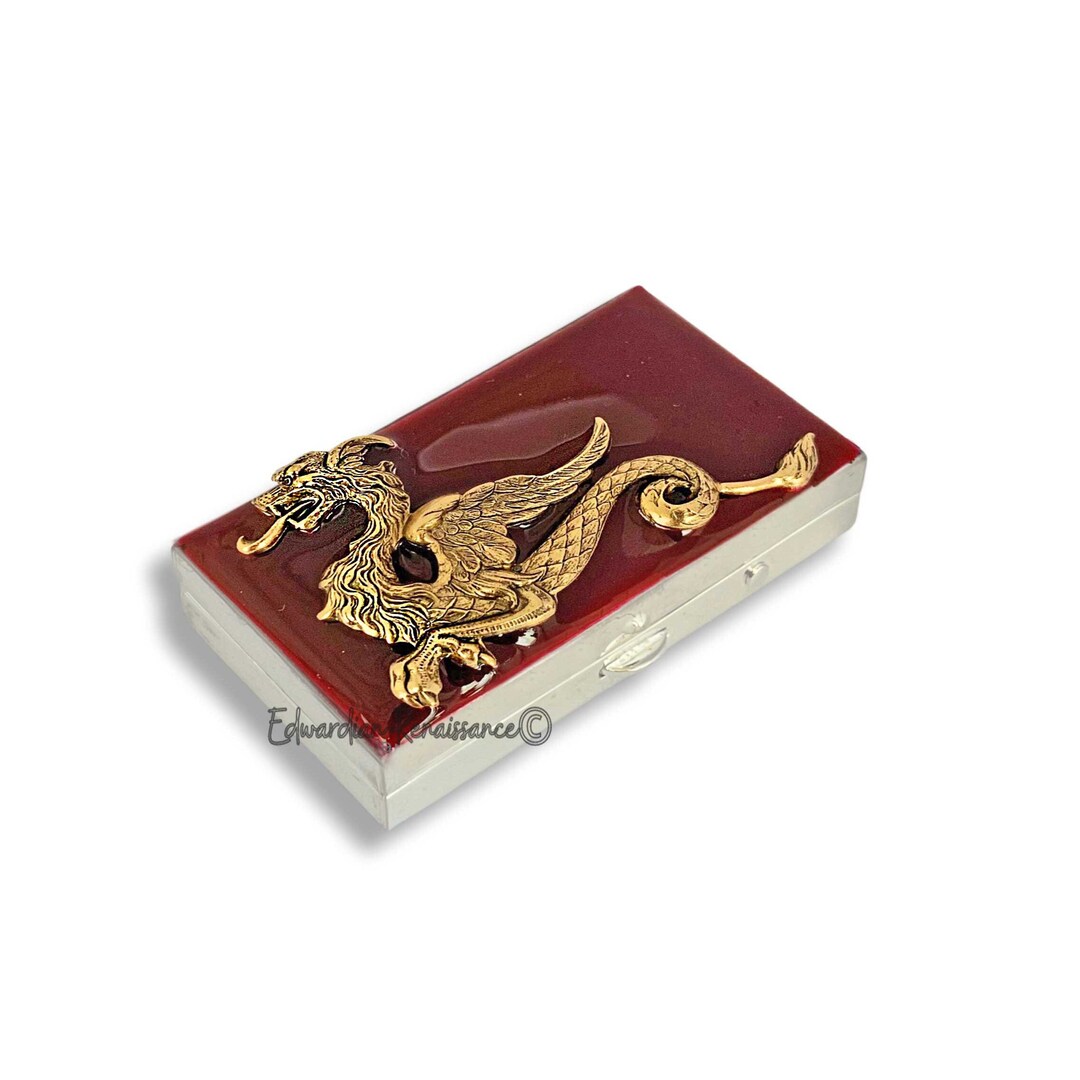 Dragon Pill Box: Antique Gold Medieval Design, Personalized - Etsy