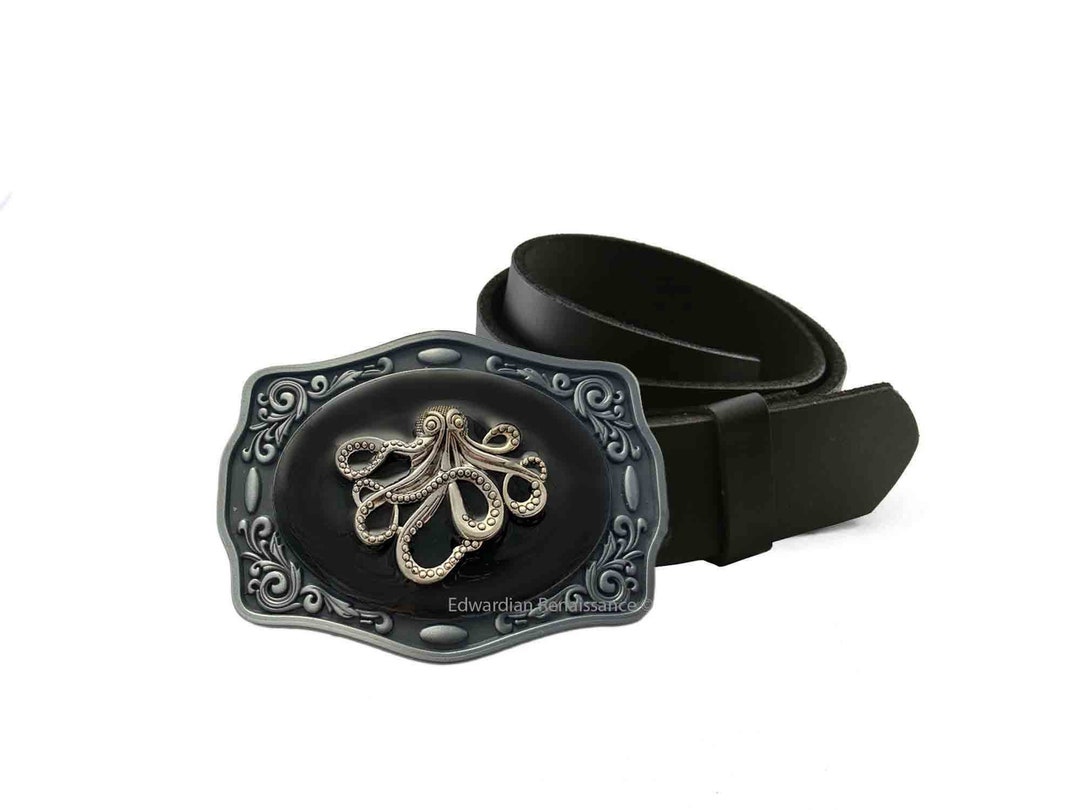 Octopus Belt Buckle: Hand-painted Enamel, Nautical Buckle - Etsy