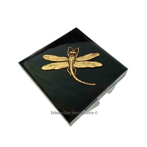 Dragonfly Metal Pill Box Inlaid in Hand Painted Black Enamel Art ...