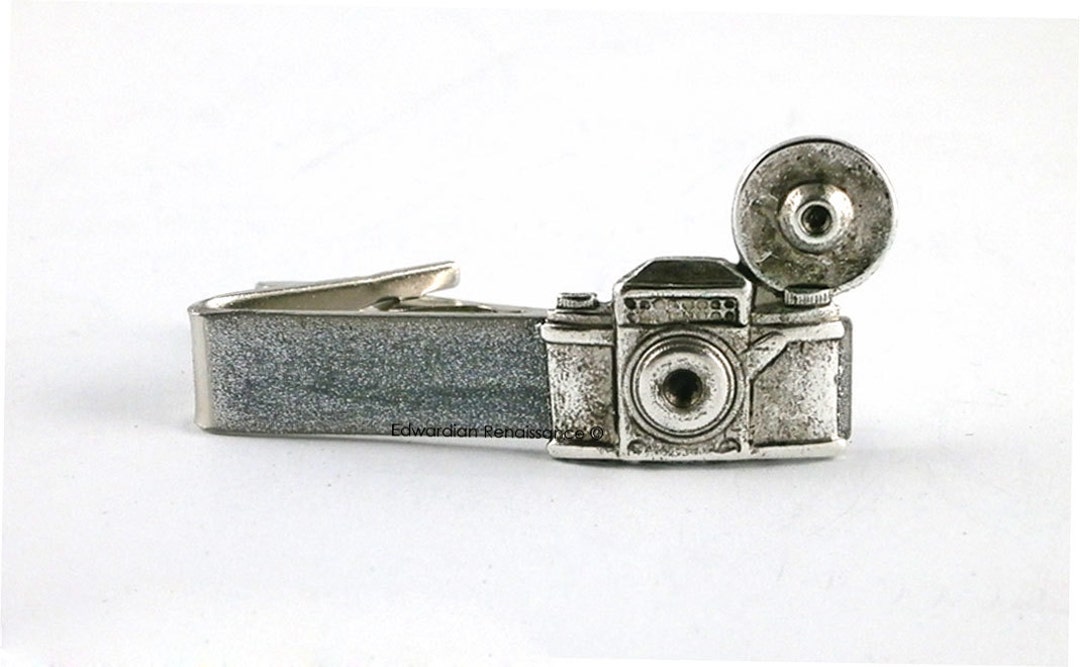 Antique Silver Camera Tie Clip: Hand Painted Enamel Art Deco Style - Etsy