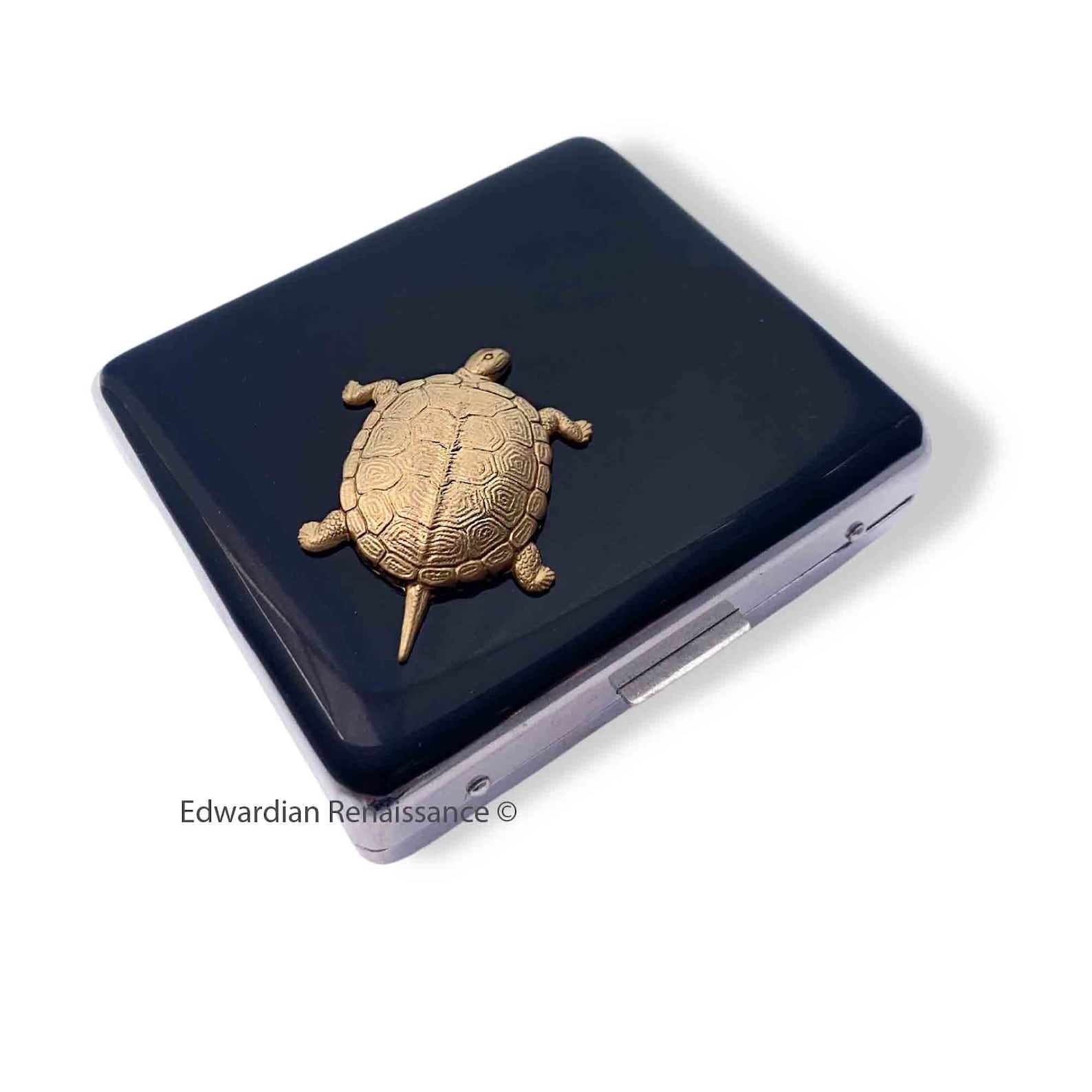 Turtle Pill Box: Hand Painted Enamel, Art Deco Inspired - Etsy