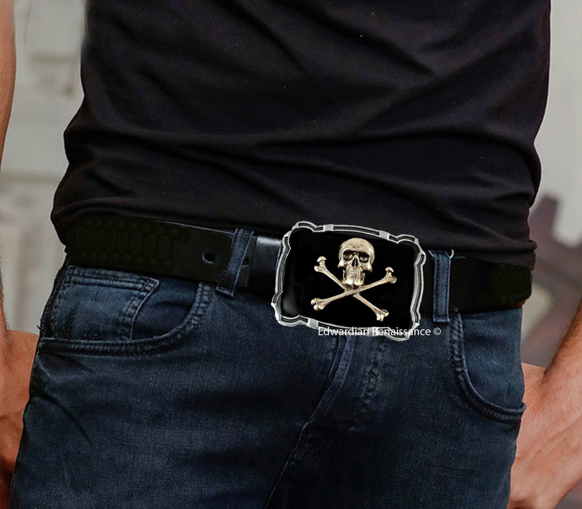 Antique Silver Skull and Cross Bones Belt Buckle Vintage Style | Etsy