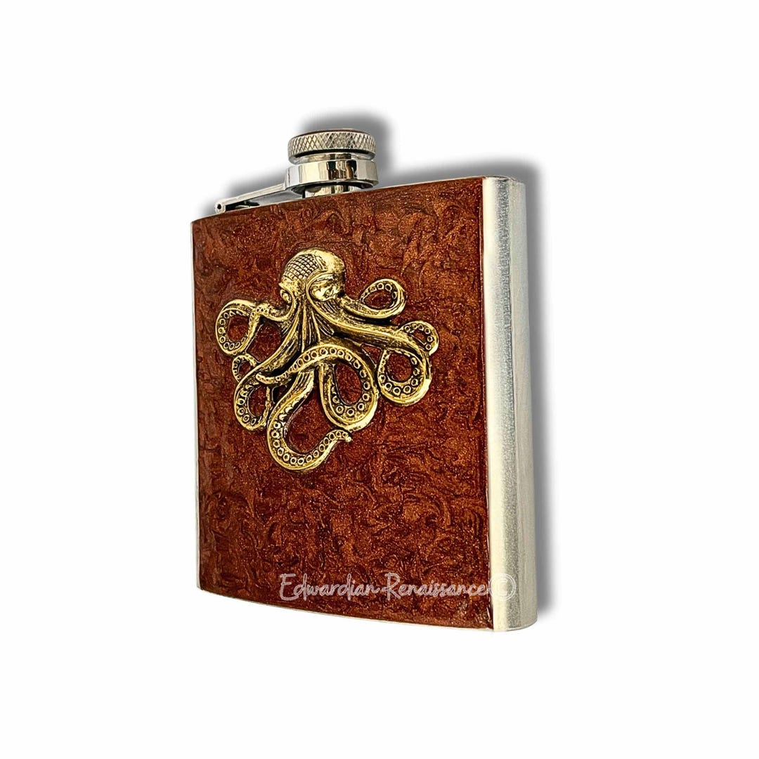 Octopus Flask: Hand Painted Copper Enamel, Gothic Nautical Kraken - Etsy