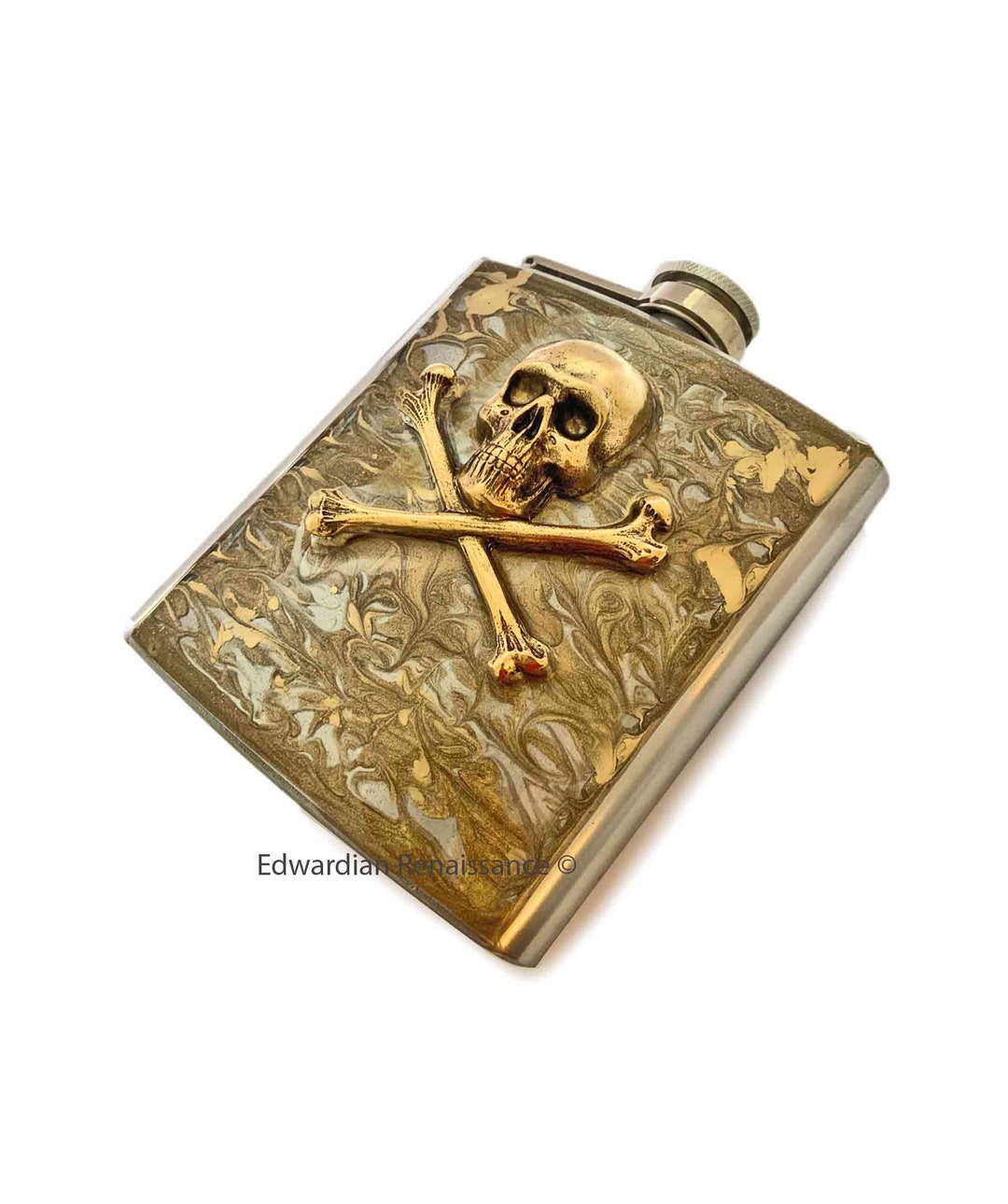 Gold Skull & Crossbones Flask: Hand-painted Goth Style, Personalized - Etsy