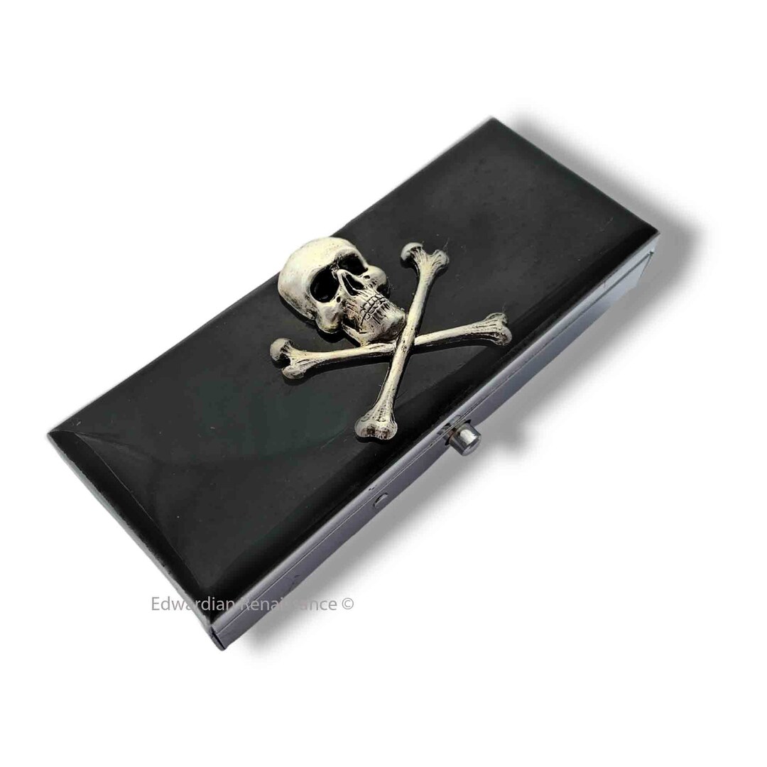 Skull & Crossbones Pill Box: Gothic Enamel, Personalized Option - Etsy