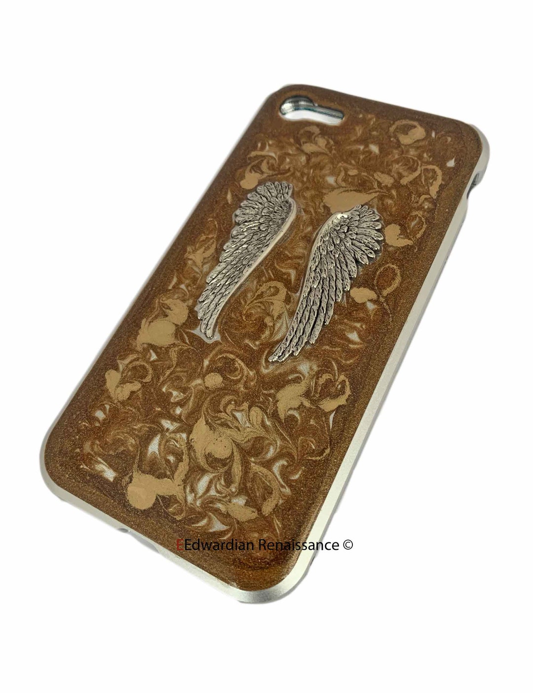 Angel Wings Phone Case: Hand-painted Bronze Swirl Enamel, 360 ...