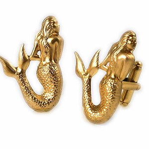Antique Silver Mermaid Cuff Links Sea Nymph Nautical Fantasy Inspired ...