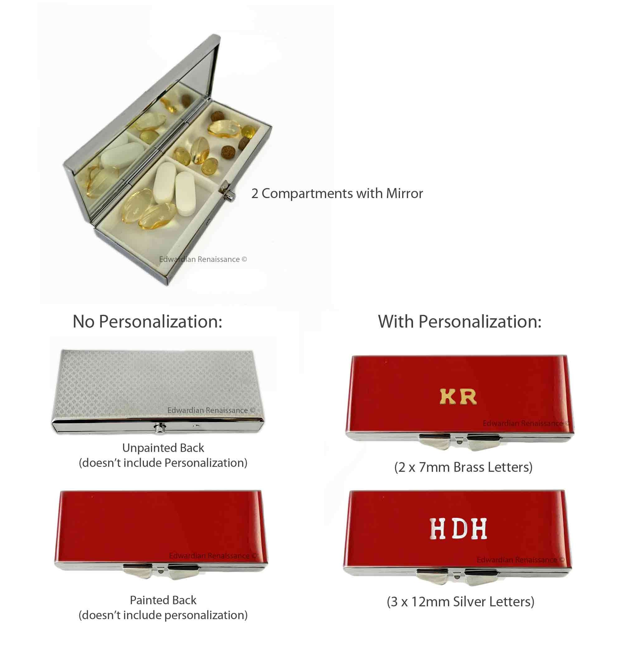 Lion Pill Box: Renaissance Leo Motif, Glossy Black Enamel, Personalized ...