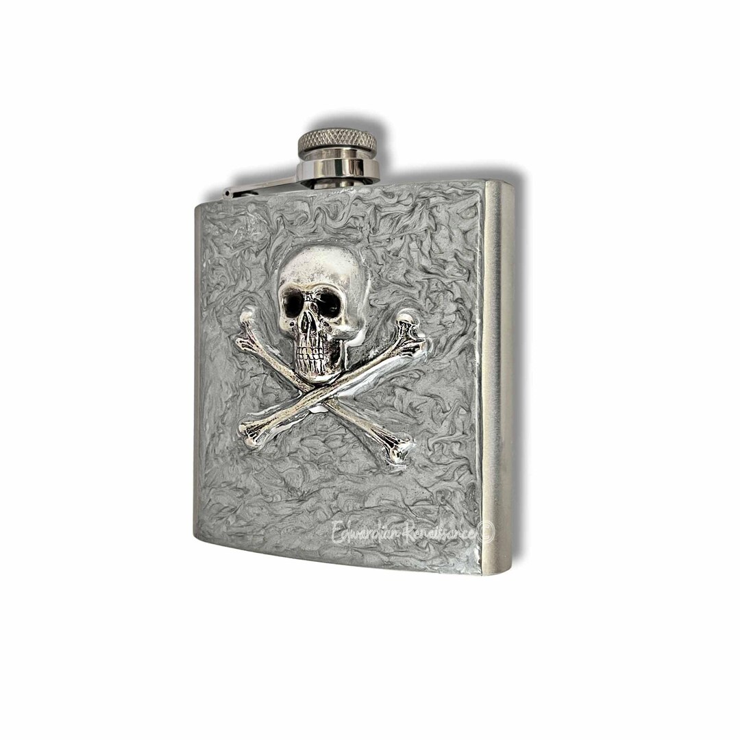 Antique Silver Skull Flask: Gothic Victorian Style, Hand Painted Enamel ...
