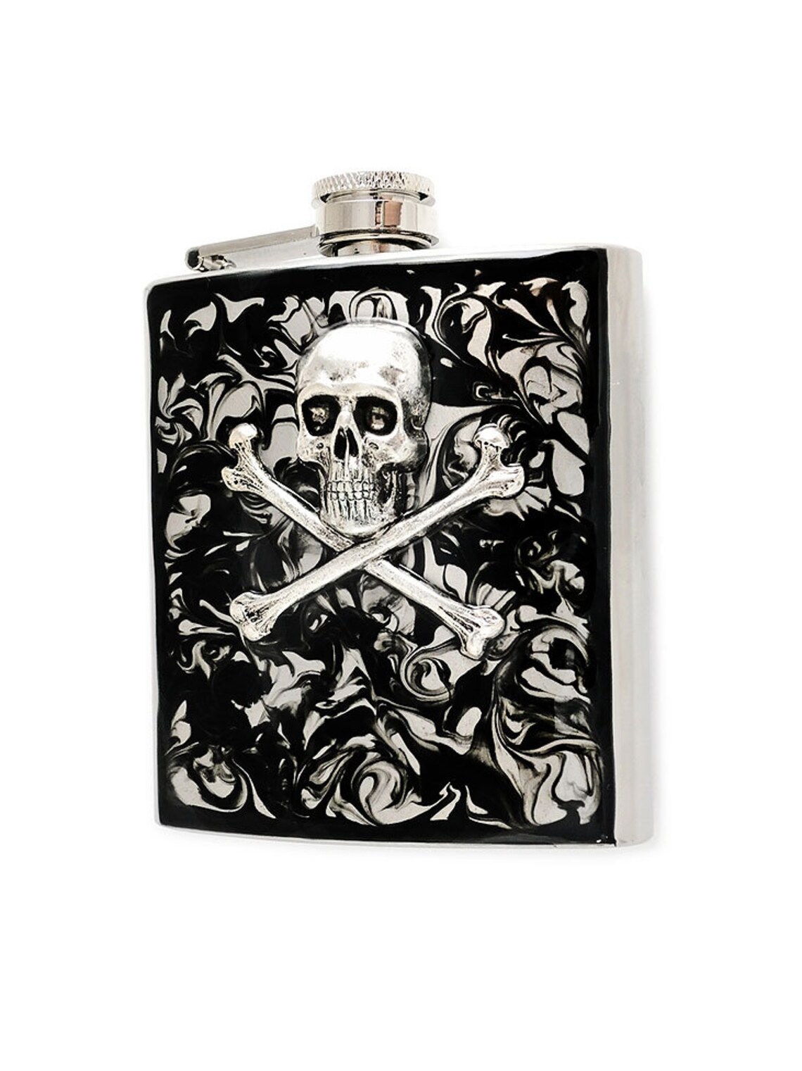Skull & Crossbones Flask: Hand-painted Gothic Enamel, Personalized ...