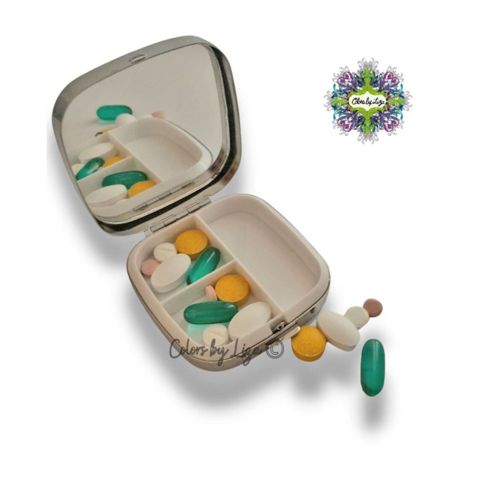 Art Deco Sun and Moon Pill Box: Cosmic Celestial Design, Personalized ...
