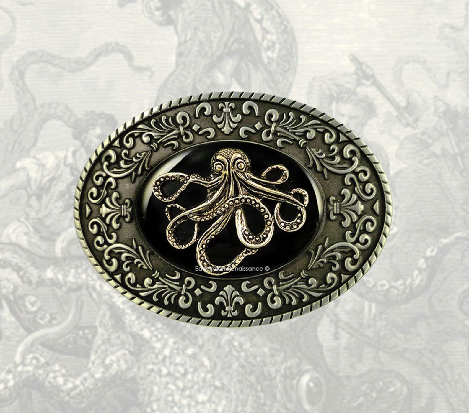 Octopus Belt Buckle: Hand-painted Enamel Kraken Style - Etsy